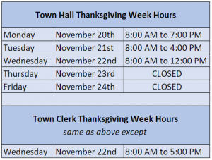 Town Hall & Town Clerk hours Thanksgiving Week - Town of Groton