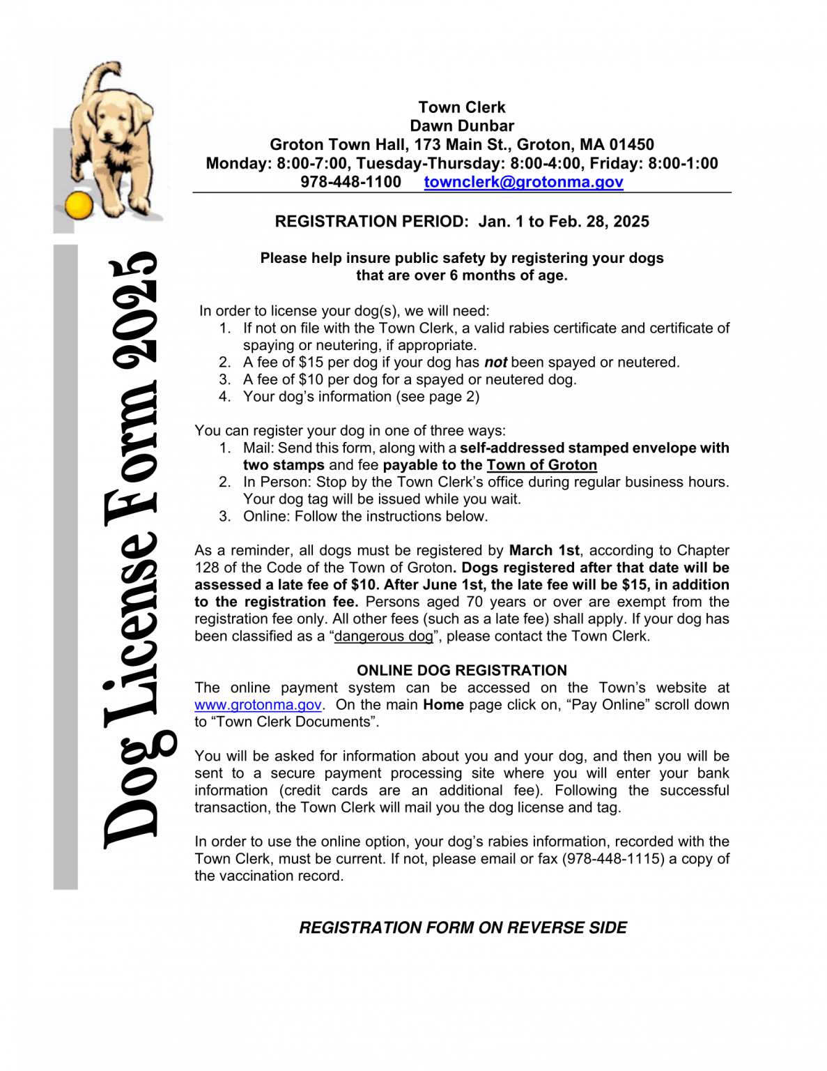2025 Dog Registration Information - Town of Groton