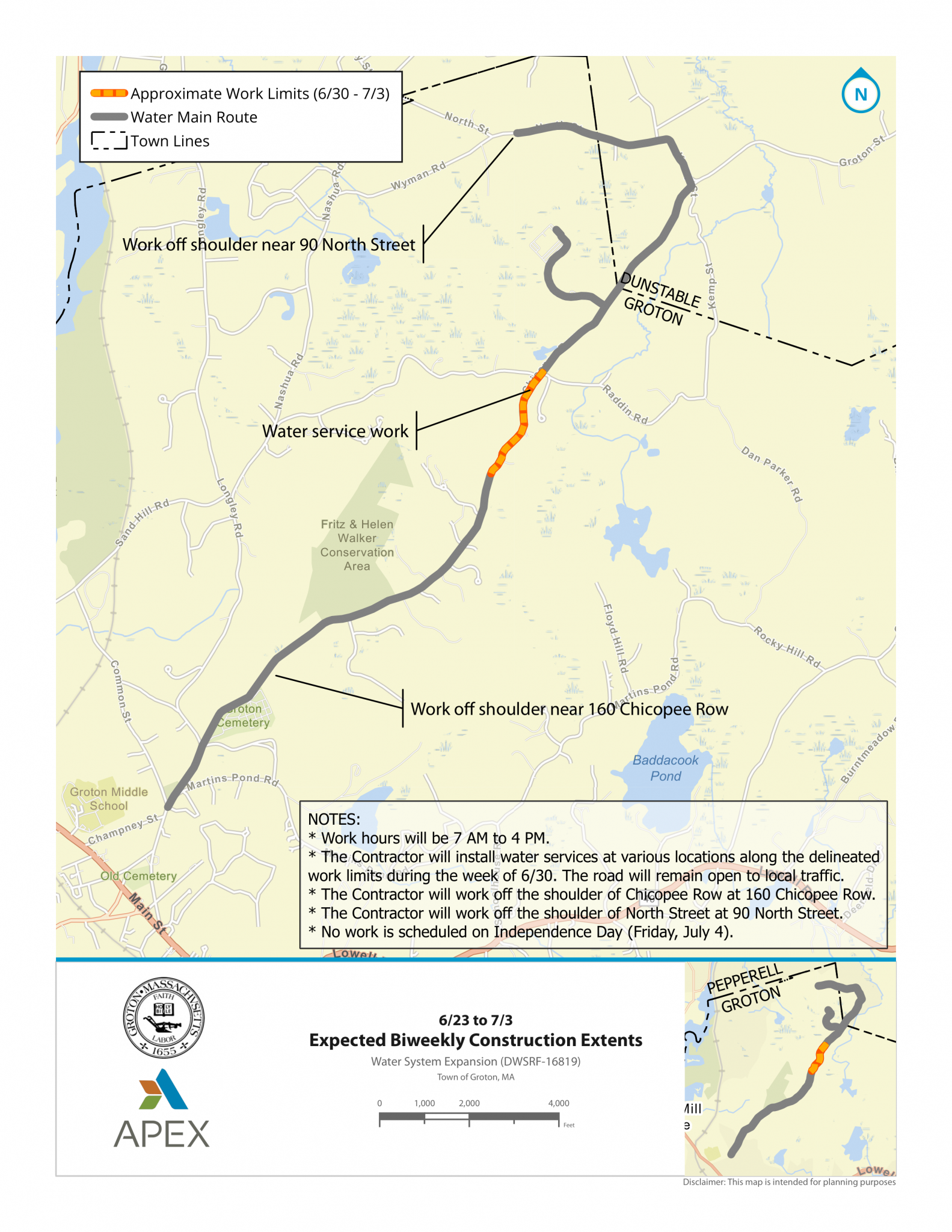 Chicopee ROW Water Main Construction Project Site - Town of Groton