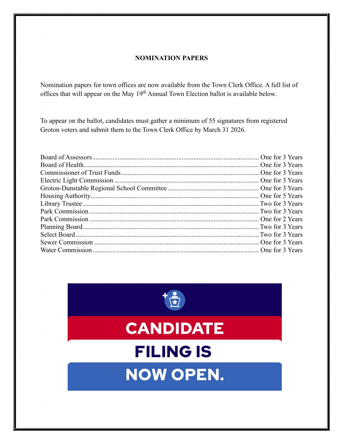 Nomination Papers - Town of Groton